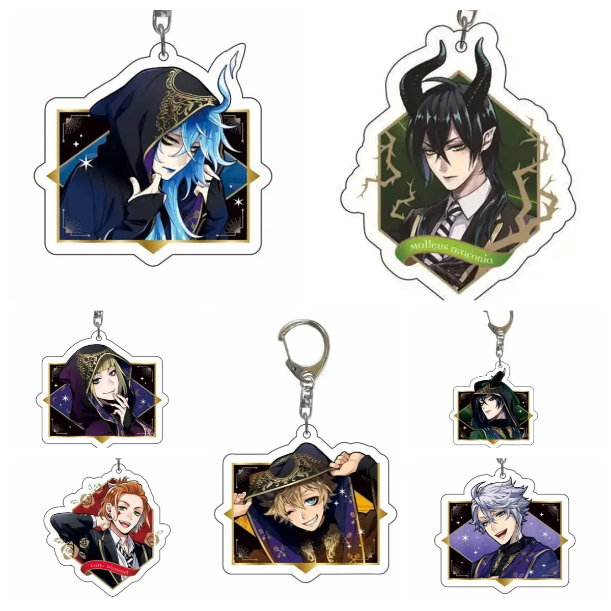 Anime GameTwisted Wonderland Riddle Keychain Acrylic Figure Q Version ...