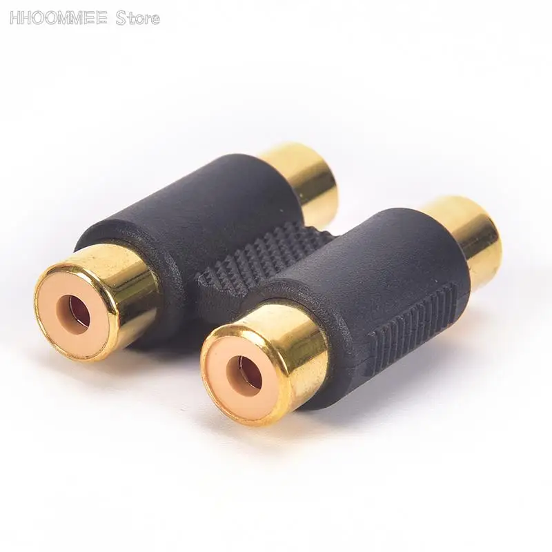 2-Head-Double-Dual-RCA-Female-To-Female-Audio-Connector-Adaptor-Phono ...