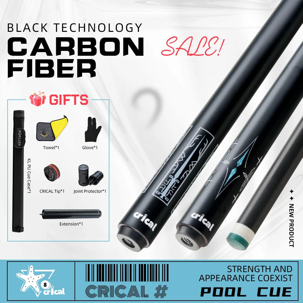 CRICAL-CL-02-03-Carbon-Fiber-Pool-Cue-Stick-Black-Technology-Low ...