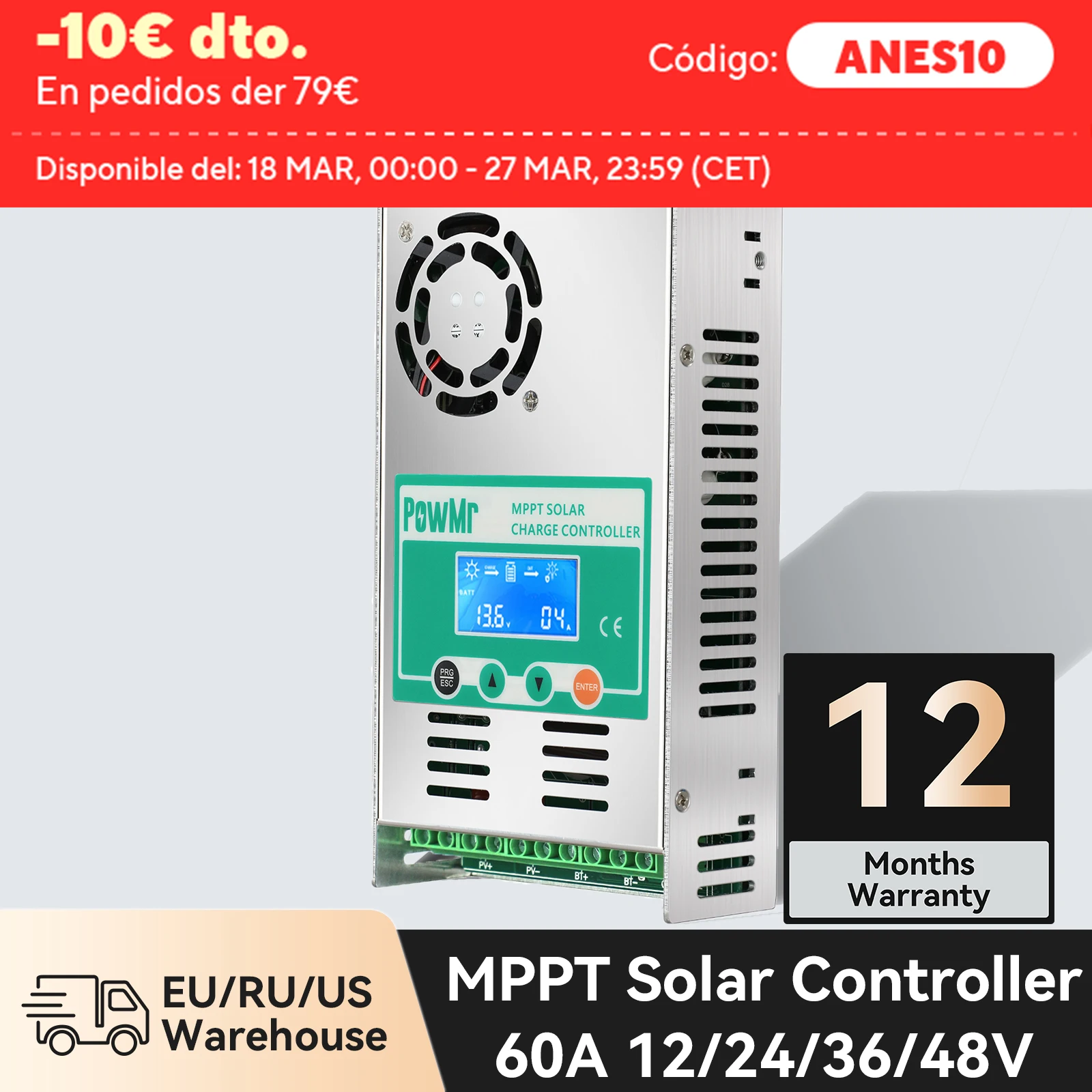 Powmr-controlador-de-carga-MPPT-solar-12V-24V-36V-48V-60A-rastreador-de ...