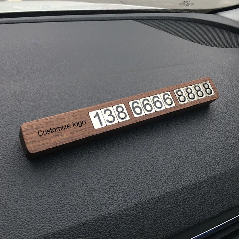 Amgoth Walnut Wood Car Temporary Parking Phone Number Wooden Car Plate ...