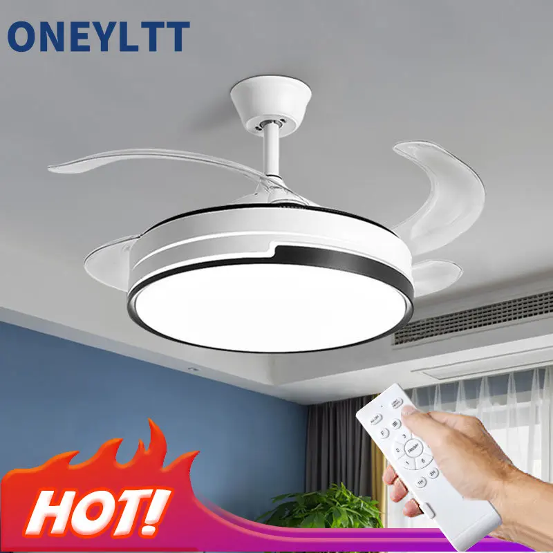 New-110V-220V-Nordic-Ceiling-Fan-Living-Room-Led-Invisible-Fan-Lamp ...