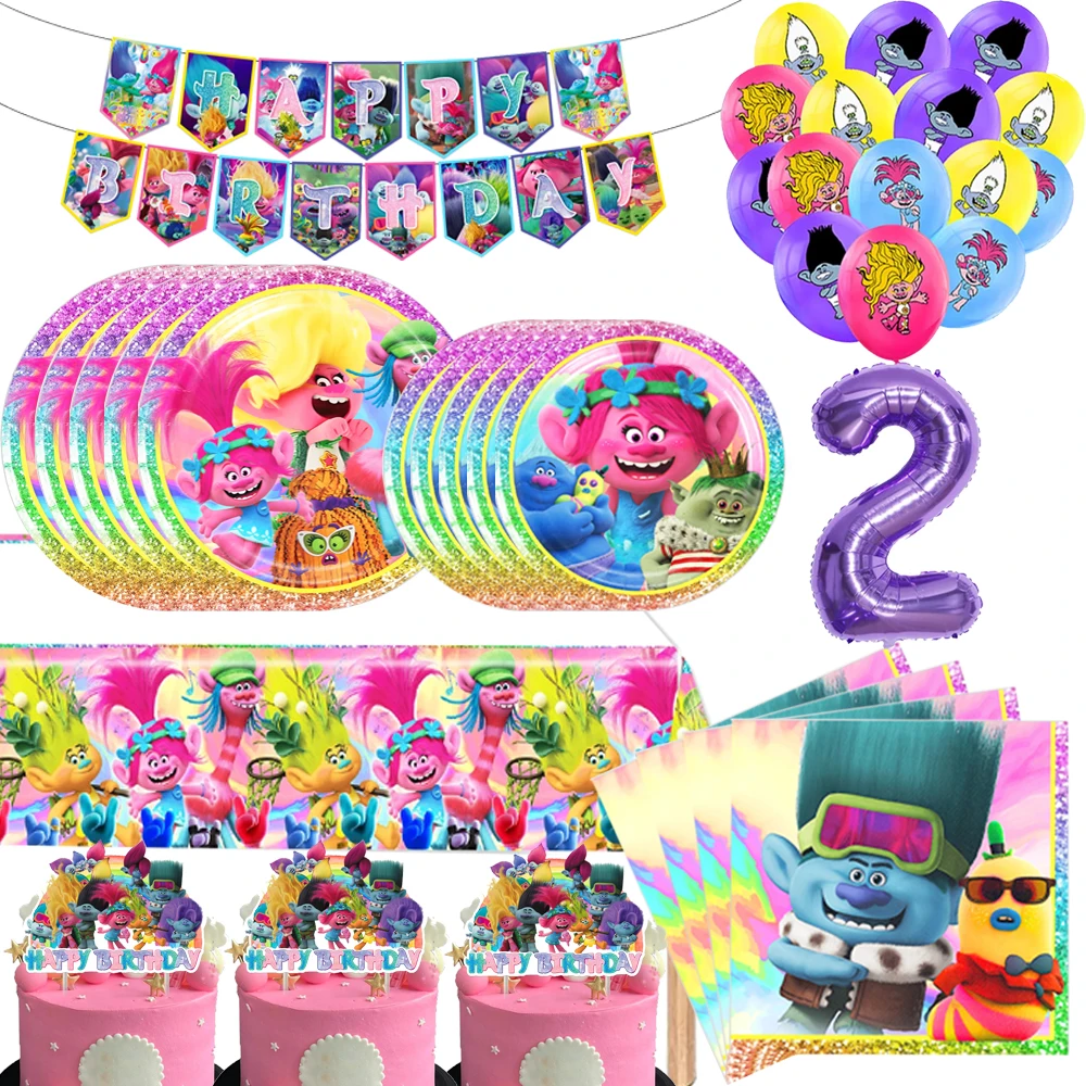 TROLLS-Magic-Hair-Elf-Theme-Birthday-Party-Decoration-Cutlery-Banner ...