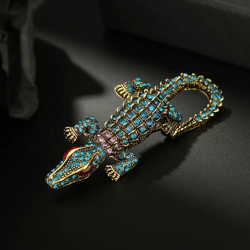 2023 New Rhinestone Crocodile Cut Brooches Women Metal Classic Animal ...