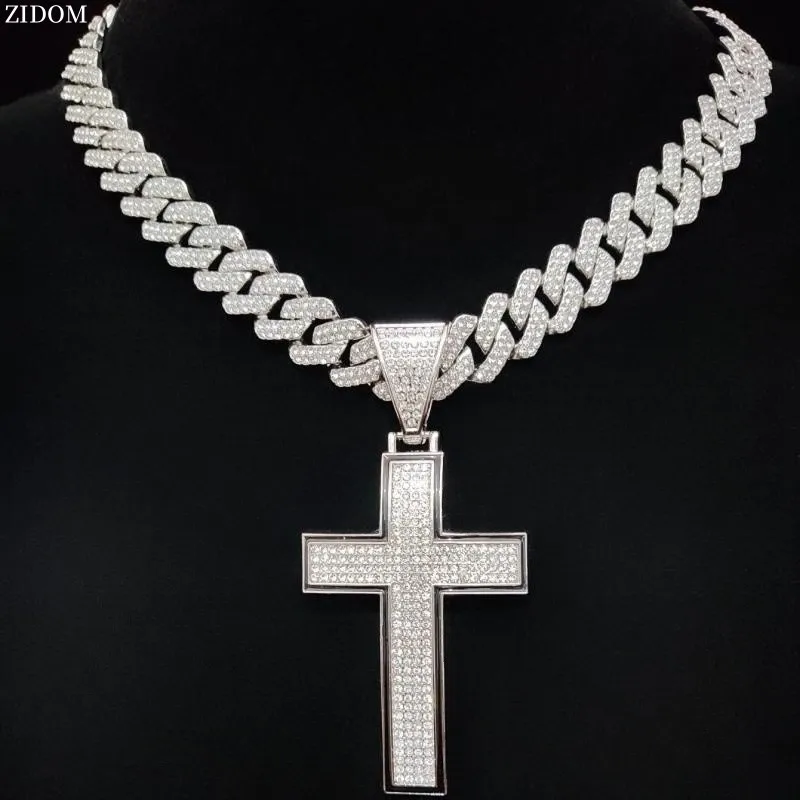 Men-Women-Hip-Hop-Cross-Pendant-Necklace-Cuban-Chain-Hiphop-Iced-out ...