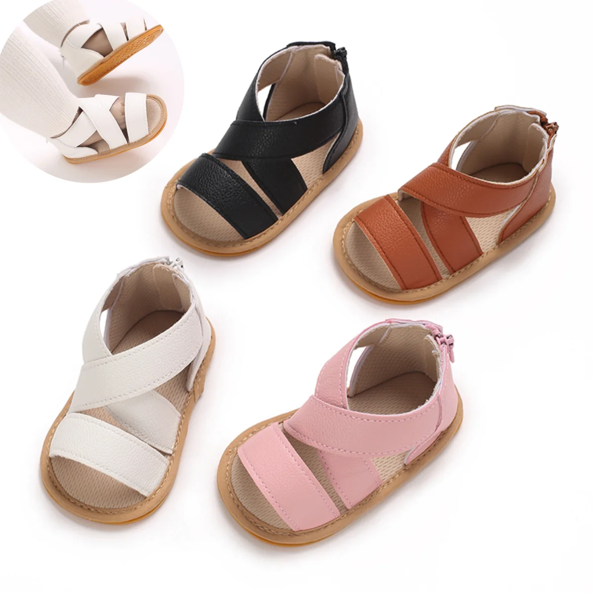 4-Colors-Hollow-out-soft-leather-baby-girl-Summer-Rubber-Base-Anti-Slip ...