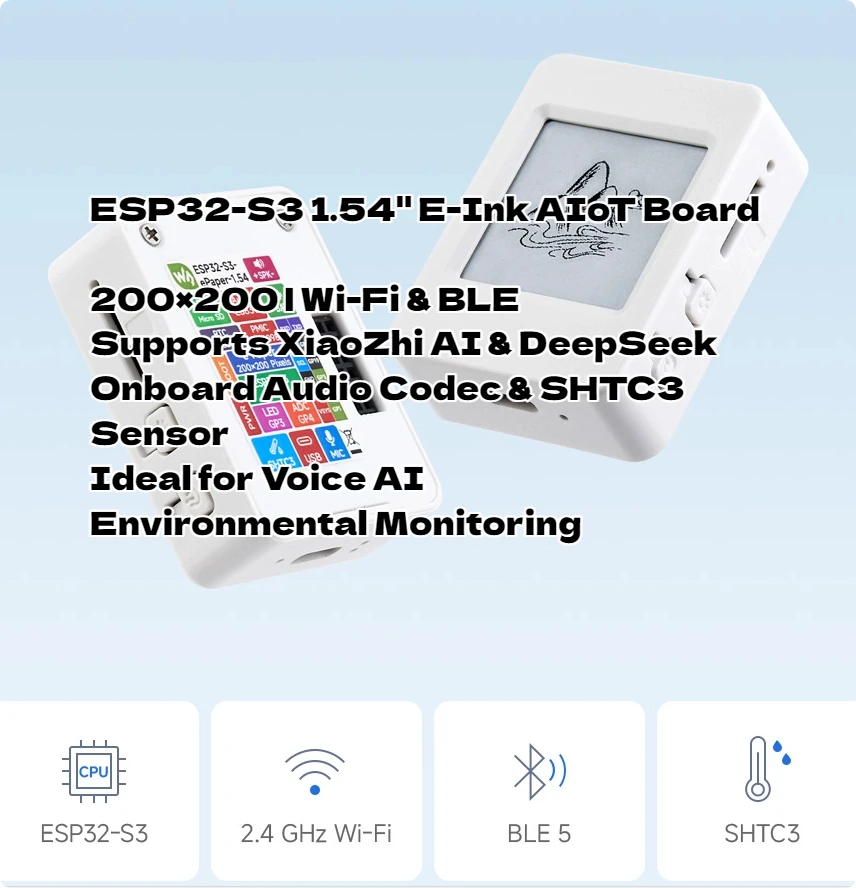 ESP32-S3 1.54" e-Paper AIoT Development Board | Wi-Fi/BLE 5 | Voice ...