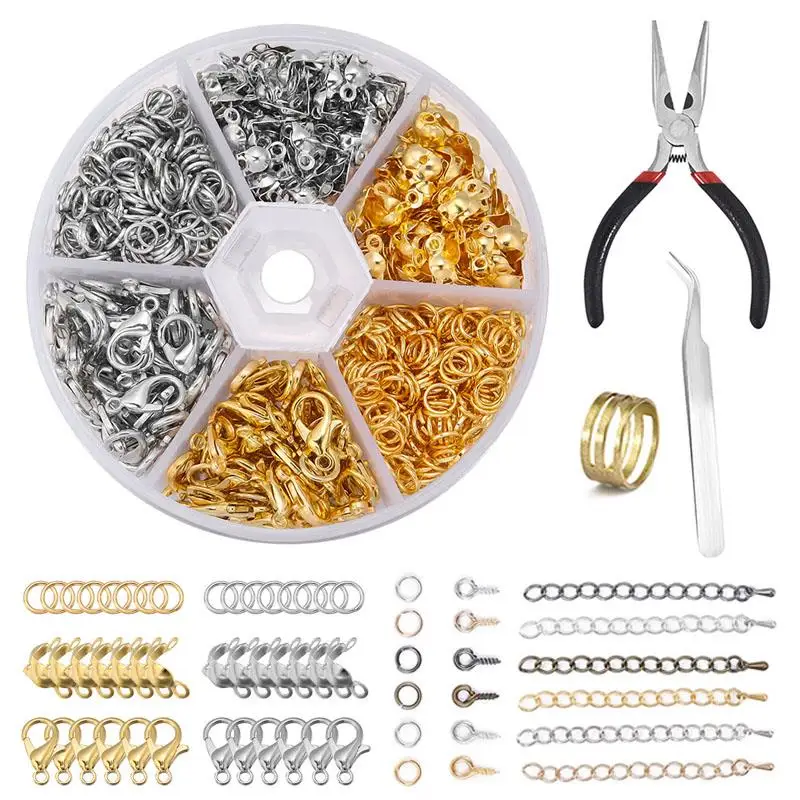 1Box DIY Jewelry Making Kits Lobster Clasp Open Jump Rings Eye Pins ...
