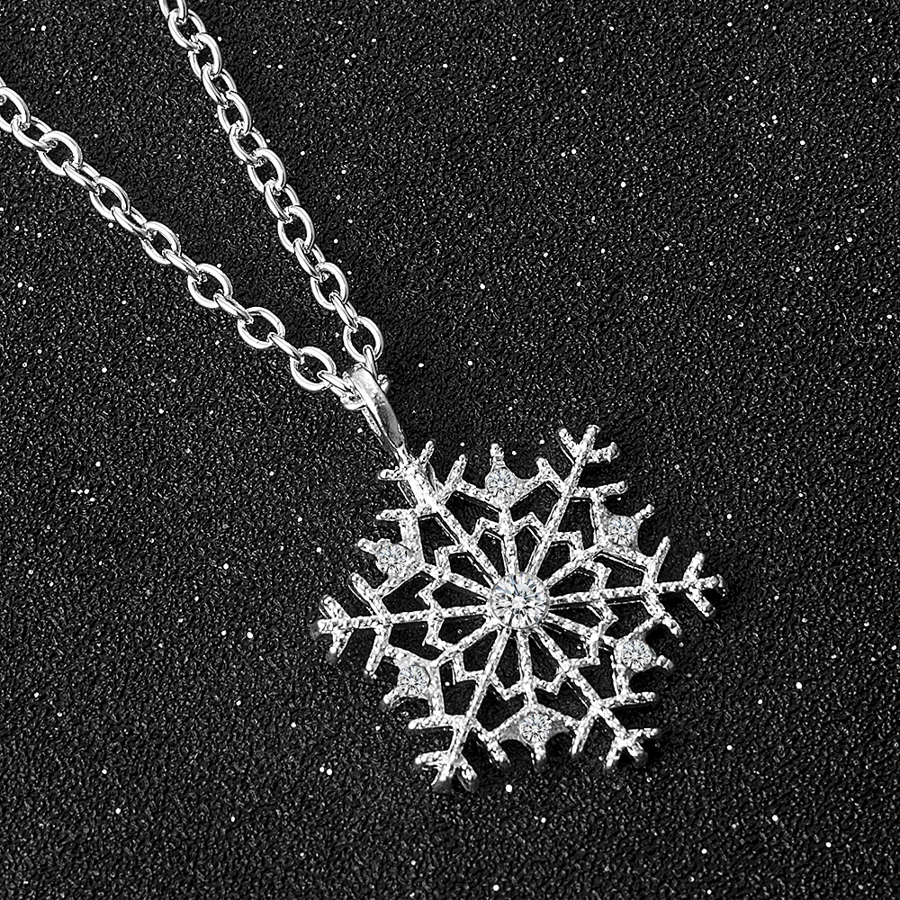 New-Fashion-Snow-Necklace-Silver-Color-Crystal-Snowflake-Necklaces ...