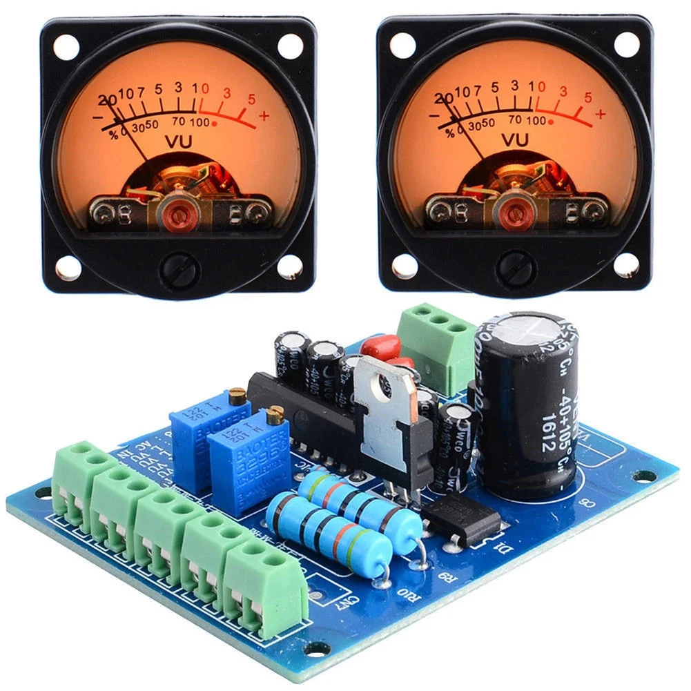 2pcs Analog VU Meter Panel Kit Backlit Decibel/Level Tester With VU ...