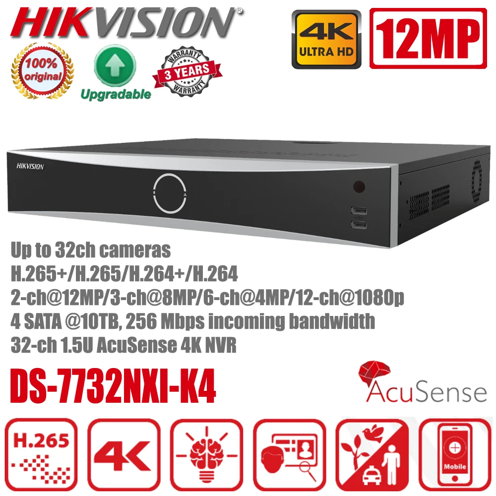 Original-Hikvision-DS-7732NXI-K4-32CH-4K-H-265-4-SATA-AcuSense-NVR ...