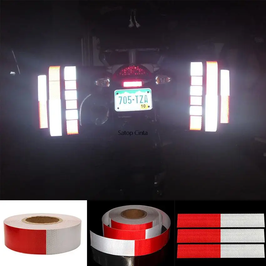5CM-50M-Red-White-Trailer-Reflective-Tape-Waterproof-Adhesive-Stripe ...