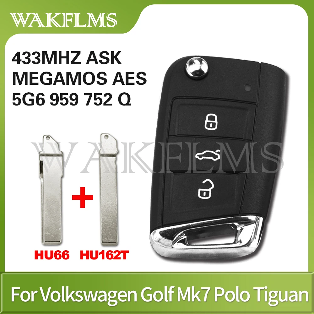 3-Button-Flip-Remote-Car-Key-433Mhz-For-Volkswagen-Golf-Mk7-VII-Skoda ...