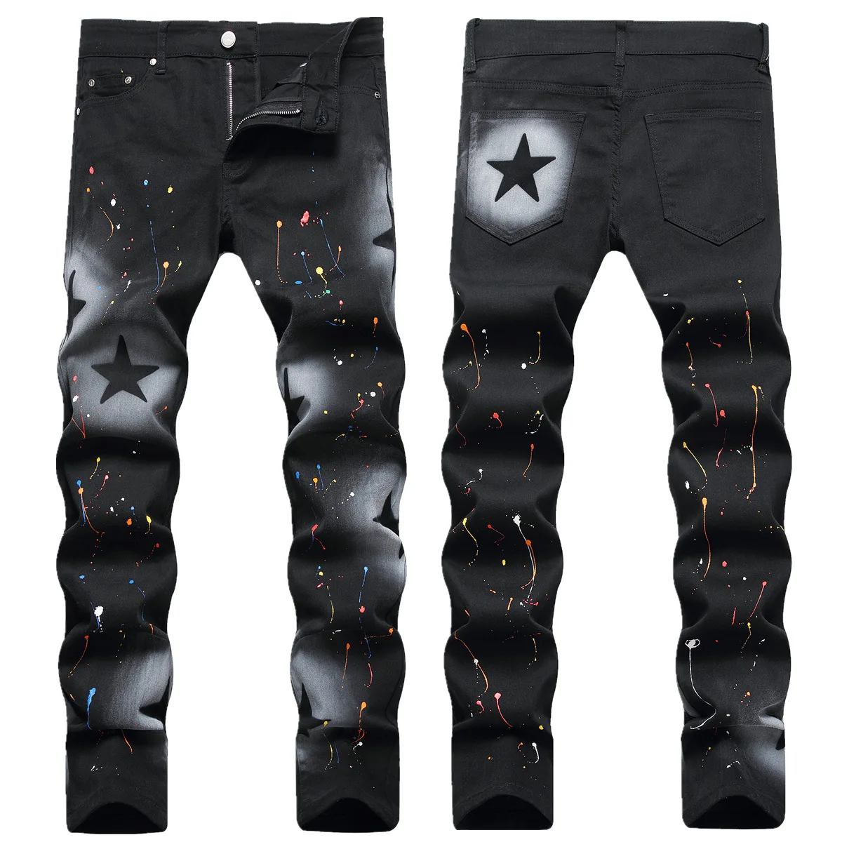 Men-s-Light-Luxury-Street-Fashion-Jeans-Stylish-Slim-fit-Black-Jeans ...