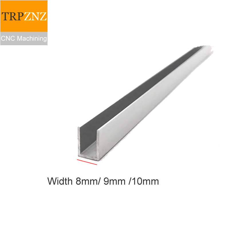 6063 Aluminum U-Channel Outside width 8mm 10mm thick 1mm 2mm U shape ...
