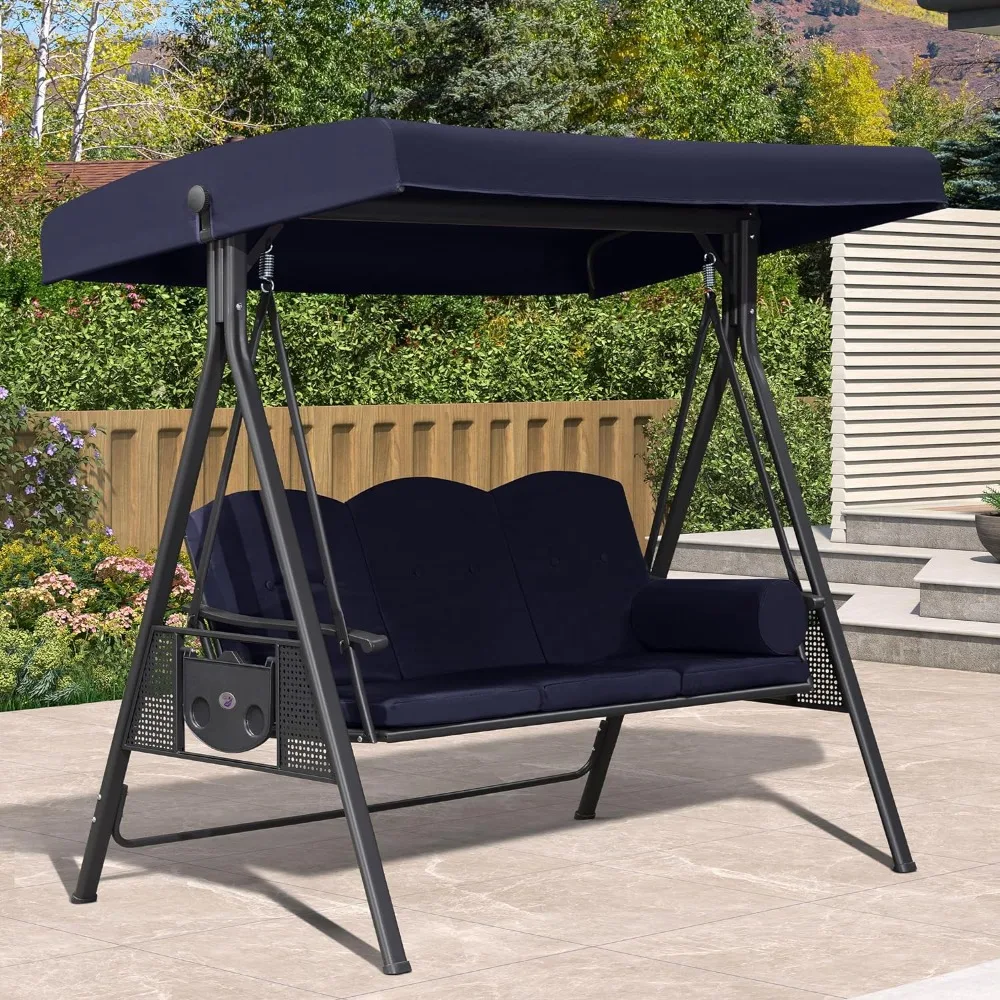 Outdoor-Garden-Swing-Chair-with-Adjustable-Tilt-Canopy-AllWeather-Steel ...