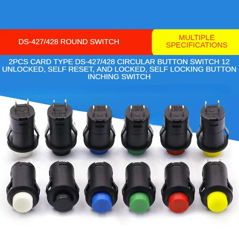 2pcs-Card-Type-DS-427-428-Circular-Button-Switch-12-Unlocked-Self-Reset ...