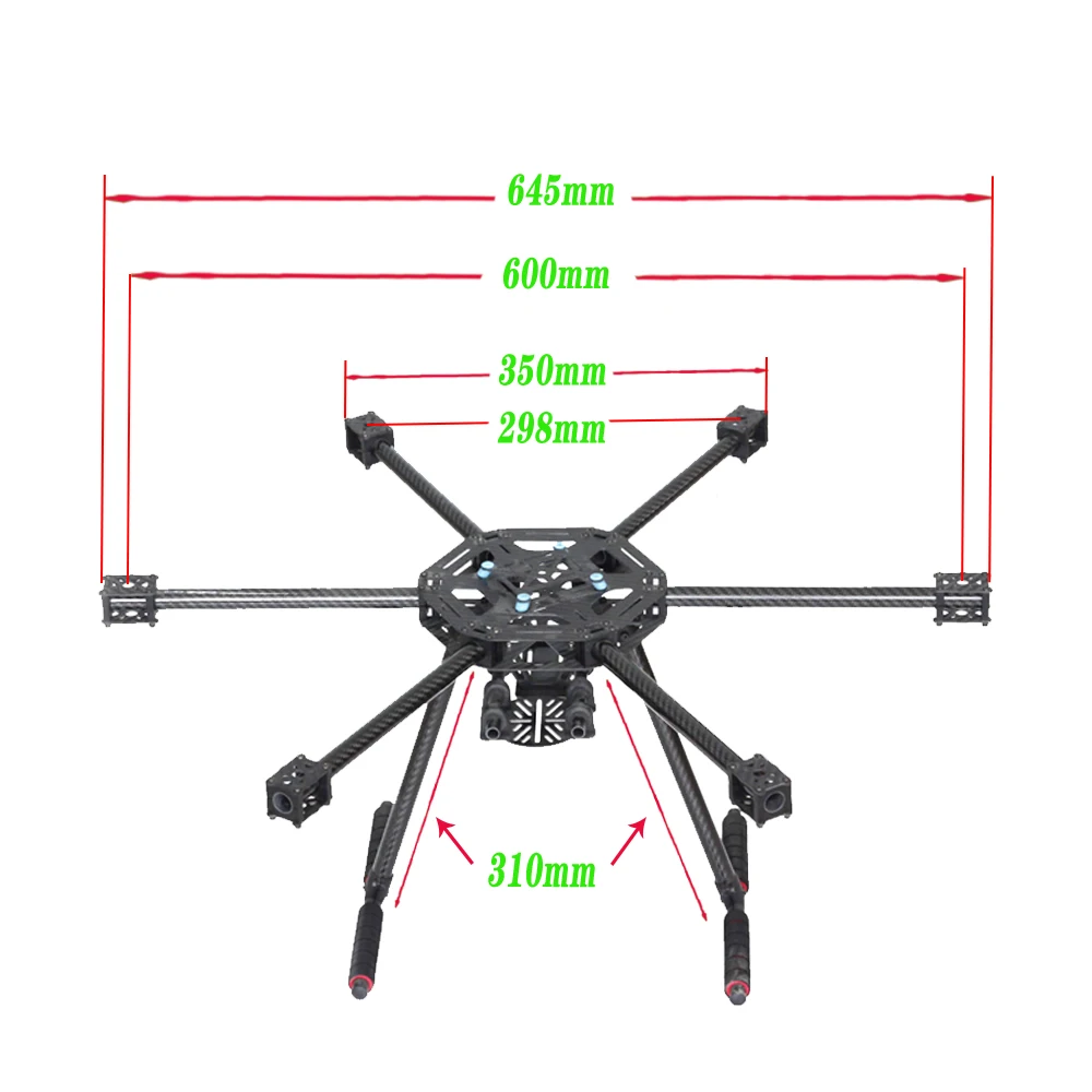 X6-X600 600 мм рама FPV Hexacopter с опорой шасси из углеродного волокна для радиоуправляемого ...