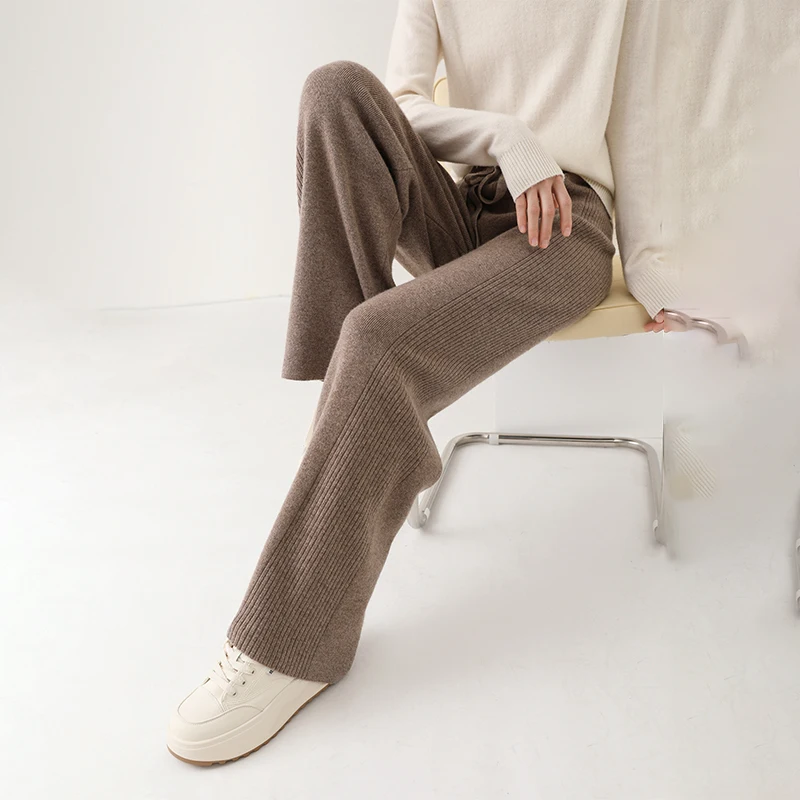 Women-Wide-Leg-Pants-100-Merino-Wool-Knitting-Pant-Autumn-Winter-Solid ...