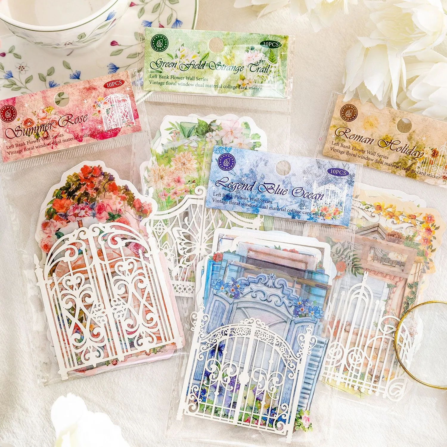 10-Pcs-Vintage-Transparent-Stickers-Decorative-Floral-and-Window-Frame ...