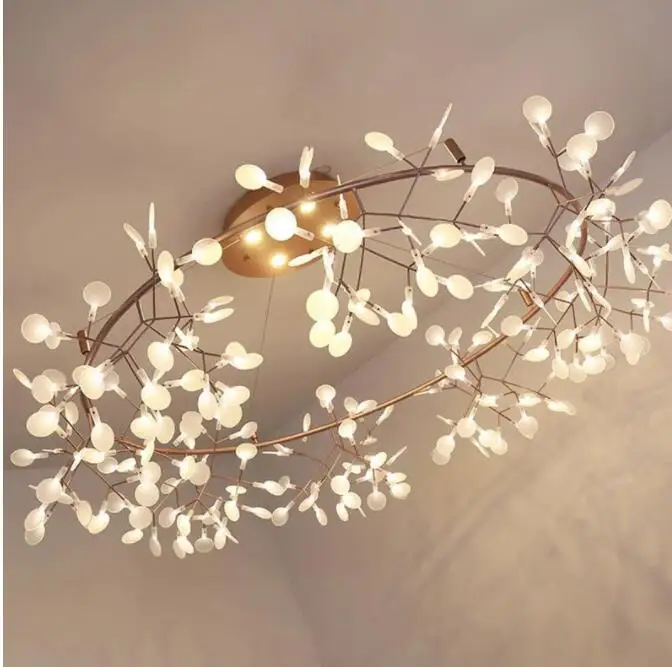 Romantic-Firefly-LED-Chandelier-Light-Stylish-Tree-Branch-Round-Metal ...