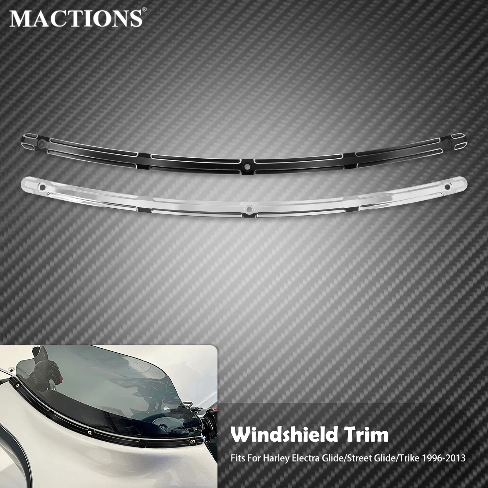 Windshield Trim Motorcycle Black/Chrome Windscreen Accessories For ...