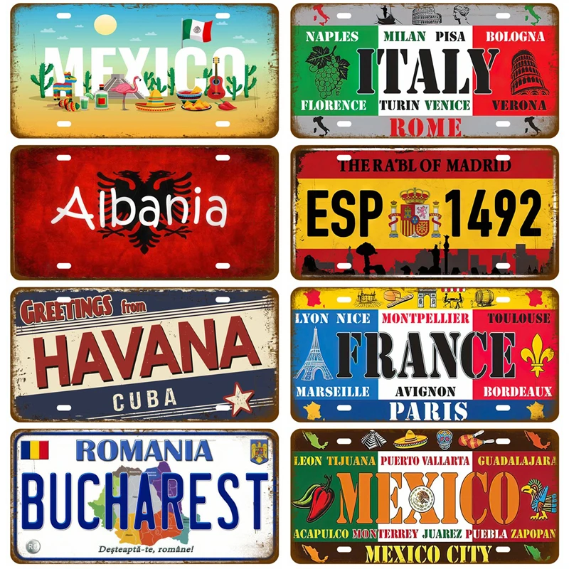 Retro Landmark Country Metal Sign Tinplates Plate Plaque Metal Vintage ...