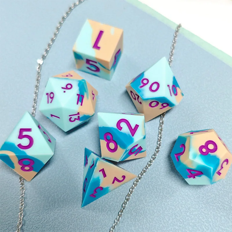 7Pcs/Set Silicone DND Dice Softness Elastic Polyhedral Dice Set for ...