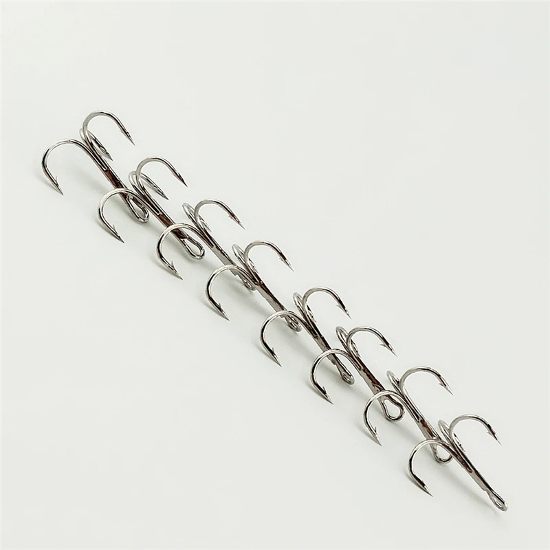 20PCS Treble Hooks 2#-10# Fishhook Barbed Sharp High Carbon Steel Angle ...