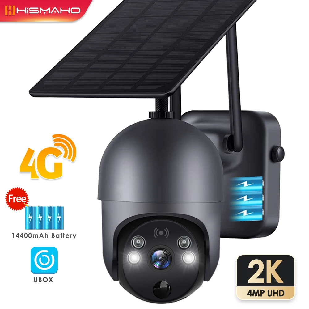 2K 4MP Outdoor Solar IP Camera 4G SIM Card Security CCTV Camera WiFi ...