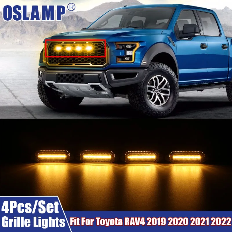 4Pcs-LED-Car-Light-New-Front-Grille-Strobe-Light-Modified-Signal-Lamp ...