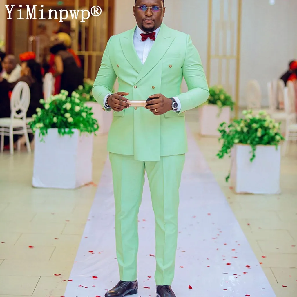 Spring Africa Men Formal Suits 2 Piece Peaky Lapel Double Breasted ...