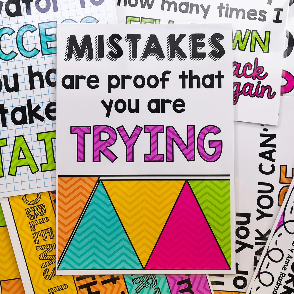 12pcs/set Learn English Quotes Proverb Classroom Poster Wall Sticker ...