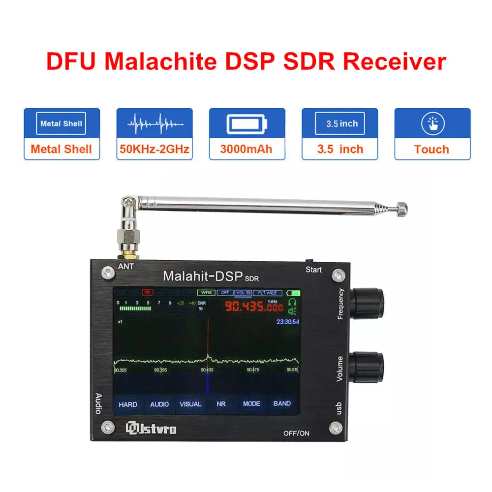 등록 코드 포함 50Khz 2GHz, DFU 말라카이트 SDR 라디오 말라히트 DSP SDR 수신기 + 3.5 "LCD ...