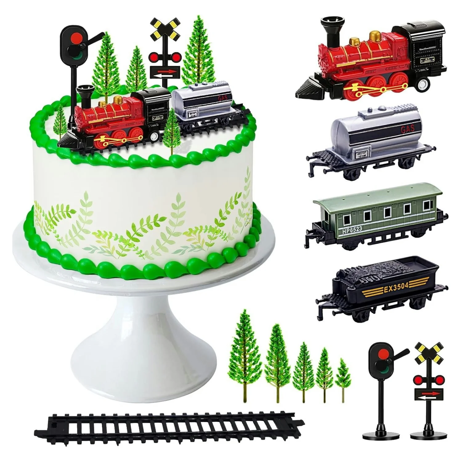 12pcs Train Cake Decorations Mini Train Toy Traffic Track Railway ...