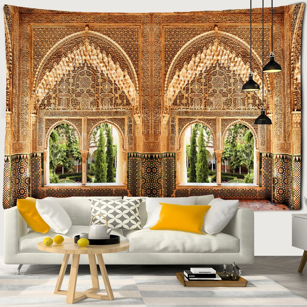 Golden-Hall-Moroccan-landscape-Art-Tapestry-Psychedelic-Scene ...