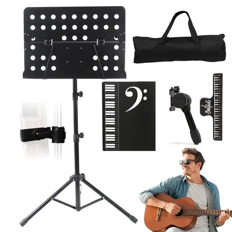 Music-Stand-Set-Metal-Adjustable-Music-Holder-35-55-Inch-Height ...