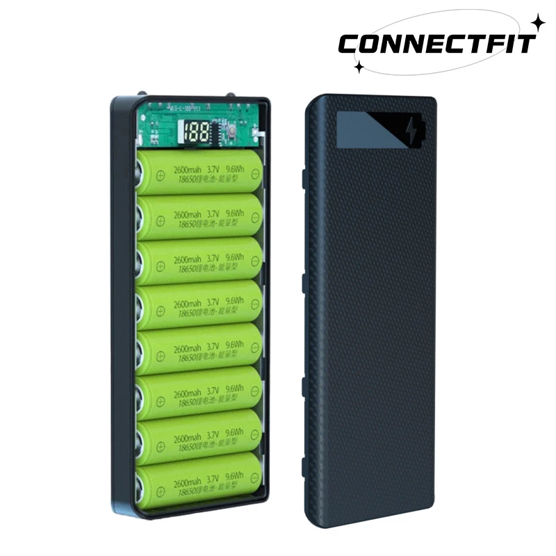 8*18650 Power Bank Cases Battery Holder Portable Dual USB Type C Charge ...