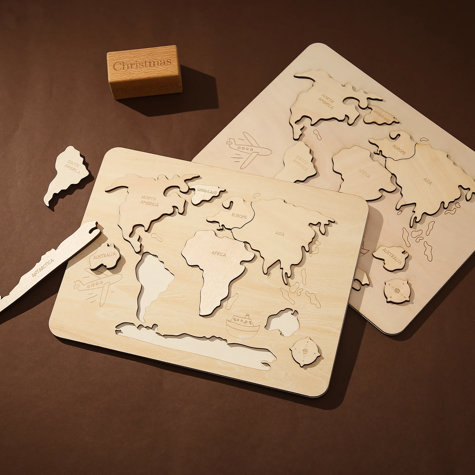 Wooden-World-Map-Continents-Puzzle-Toys-Montessori-Toys-For-Kids-Child ...