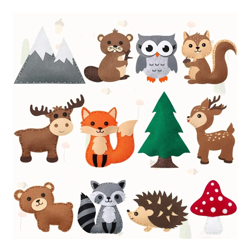 Woodland-Animals-Craft-Kit-Forest-Creatures-DIY-Sewing-Felt-Plush ...