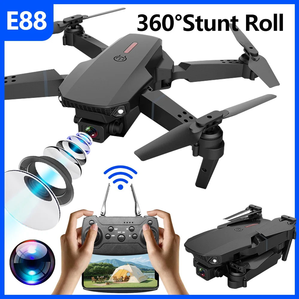 One-click-New-Drone-E88-UAV-360-degree-Rotating-Folding-MINI-Remote ...