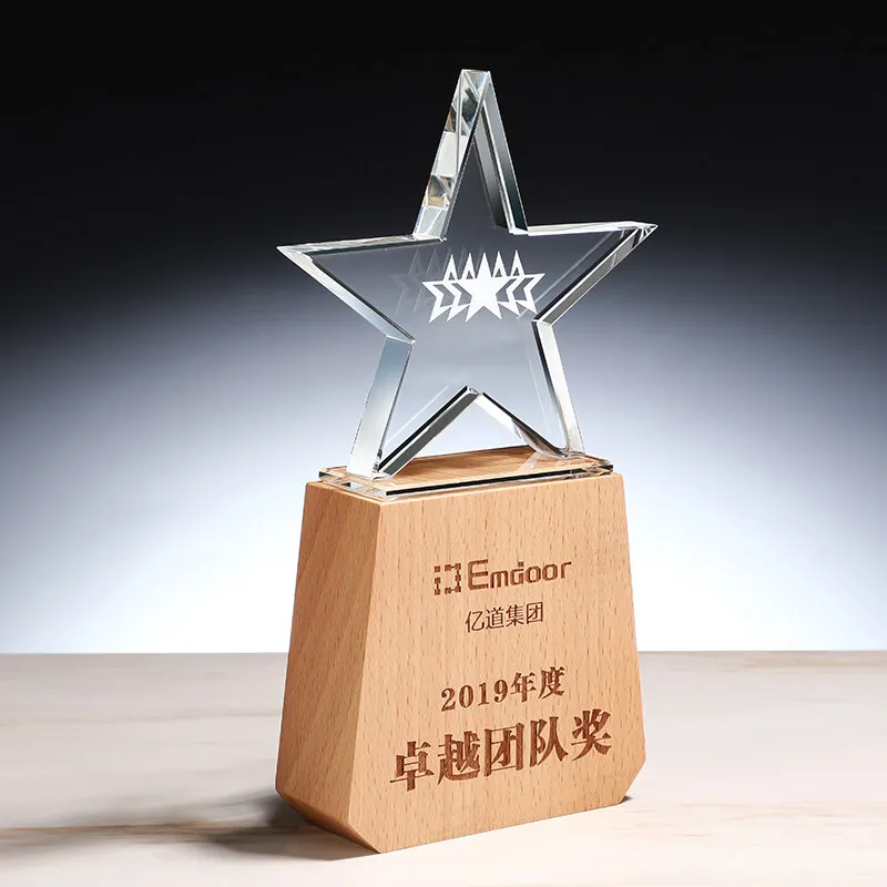 Personalized-Crystal-Solid-wood-Trophy-Company-Anniversary-Souvenir ...