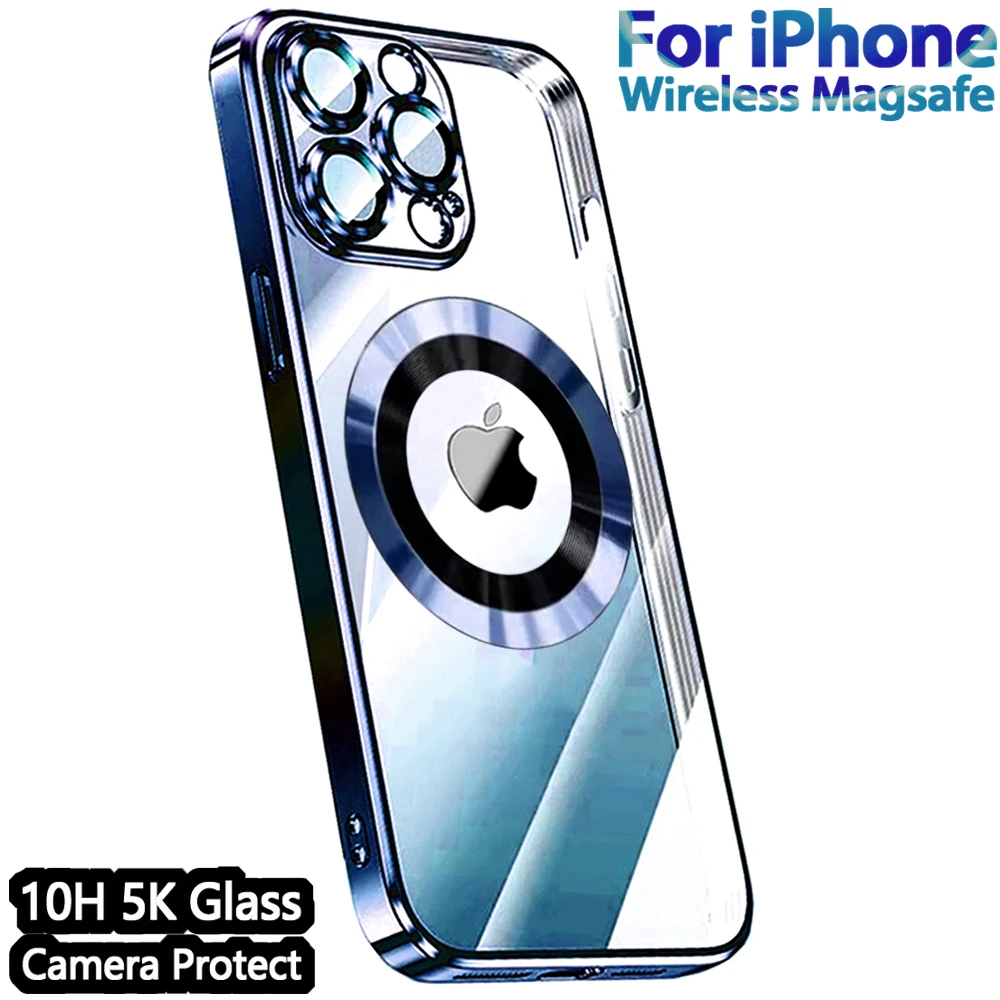 For-Apple-Logo-Magnifying-Cover-Plating-Magnetism-Magsafe-Case-Iphone ...