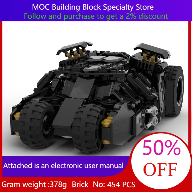 454 Parts MOC Building Block Model Car City Speed Black Edition MOD ...