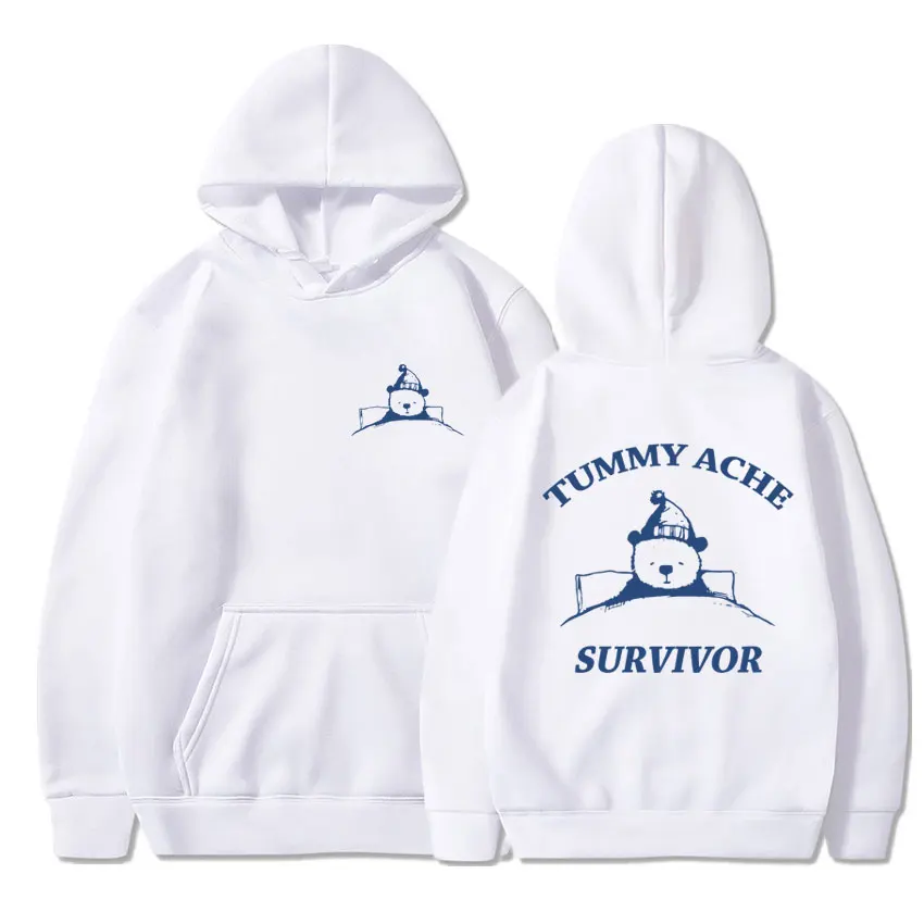 Hoodies-gr-ficos-Tummy-Ache-Survivor-Bear-Meme-para-homens-e-mulheres-manga-comprida-moletom ...