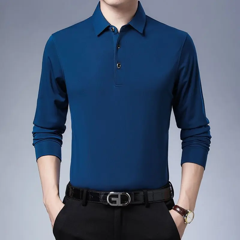 New-Spring-and-Autumn-Men-s-2024-Spliced-Button-Fashion-Ice-Silk-Solid ...