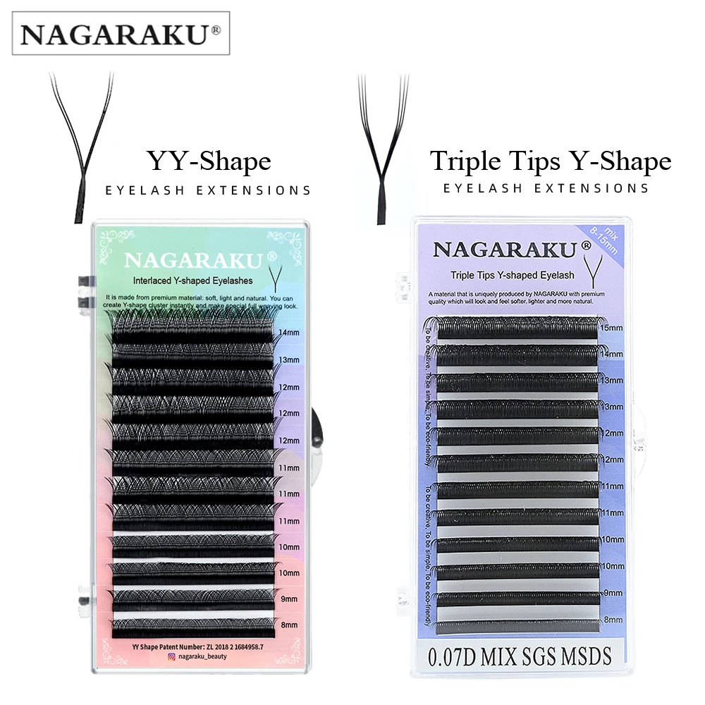 NAGARAKU Double and Triple Tips YY Shape Split Interlaced Root Eyelash ...