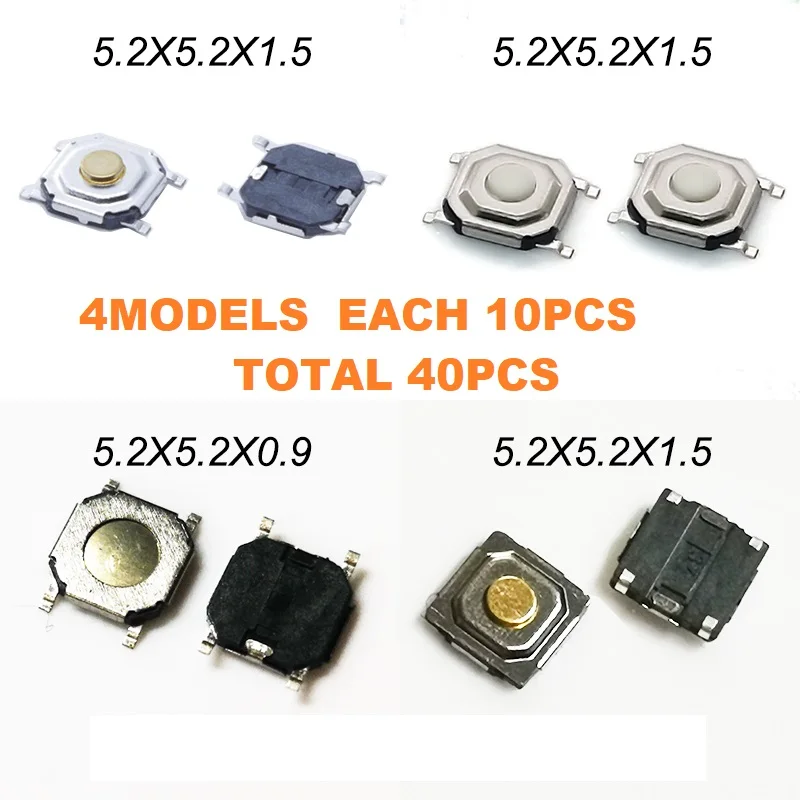 40PCS-Metal-Plastic-Momentary-Tactile-Push-Button-Switch-5-2x5-2x1-5mm ...