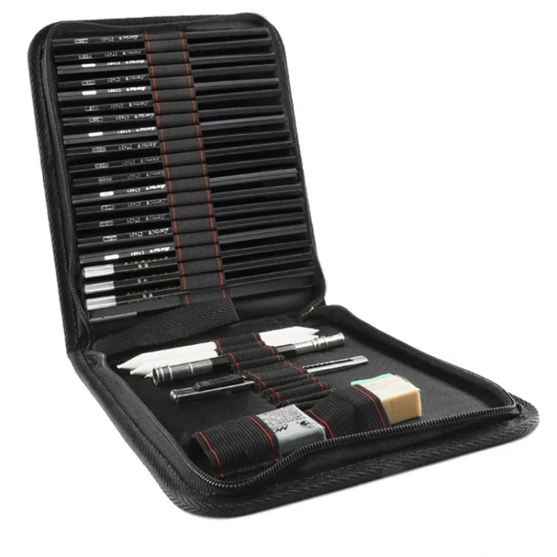 Kit de Desenho Profissional com 29 Suprimentos: Grafite, Carvão Vegetal ...
