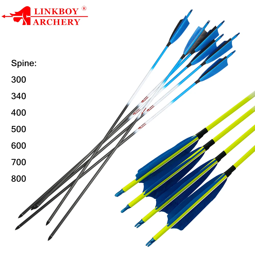 Linkboy Archery 12pcs Carbon Arrows Spine 400 30'' ID6.2mm Hunting ...